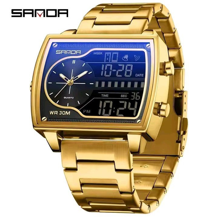 SANDA Cyber-Square Dual Display Watch – FNluxstore